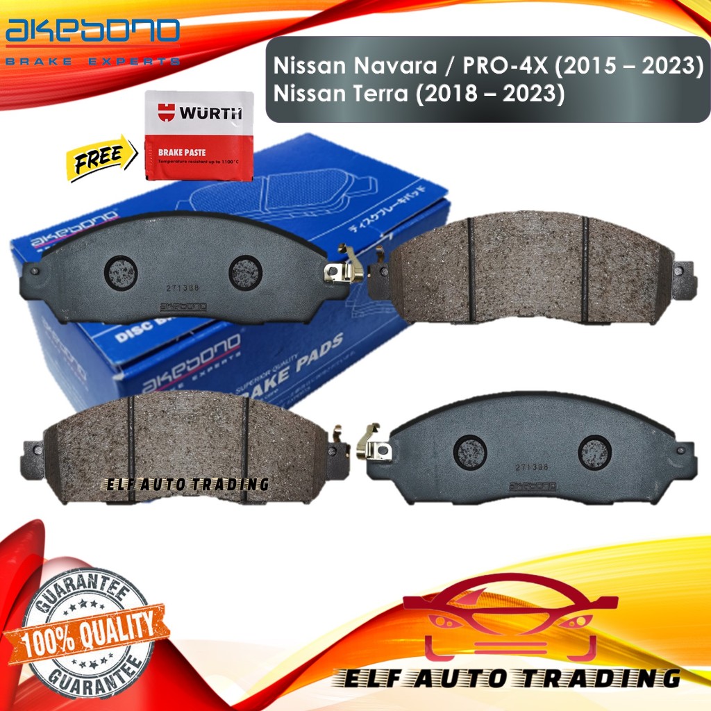 Genuine Akebono Front Brake Pads Nissan Navara & PRO-4X (2015 - 2023 ...