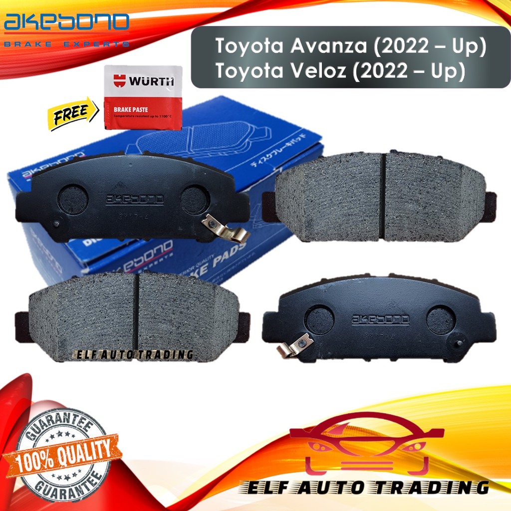 Genuine Akebono Front Brake Pads for Toyota Avanza (2022 - UP), Toyota ...