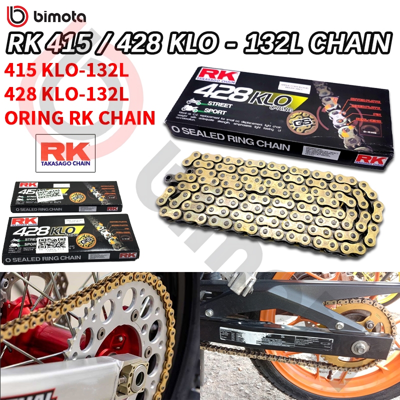 Motorcycle RK O-Ring Chain Oil Seal 415/428 KLO-132L Golden Racing ...