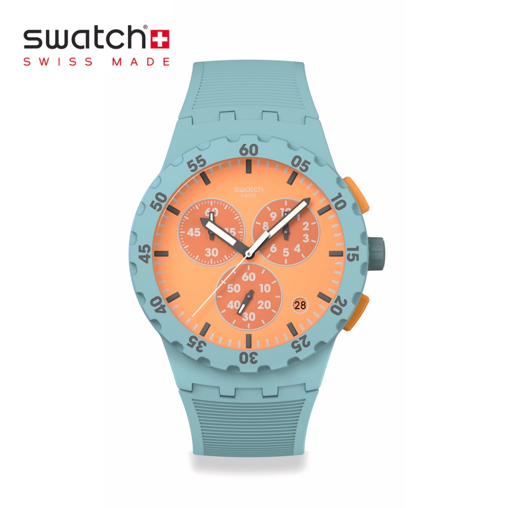 Swatch New Chrono Plastic Juicy Apricot SUSL401 Light Green Silicone ...