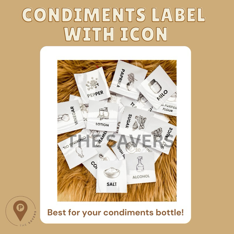 TRANSPARENT - SEMI CLEAR Minimalist Pantry Labels WITH ICONS | Shopee ...