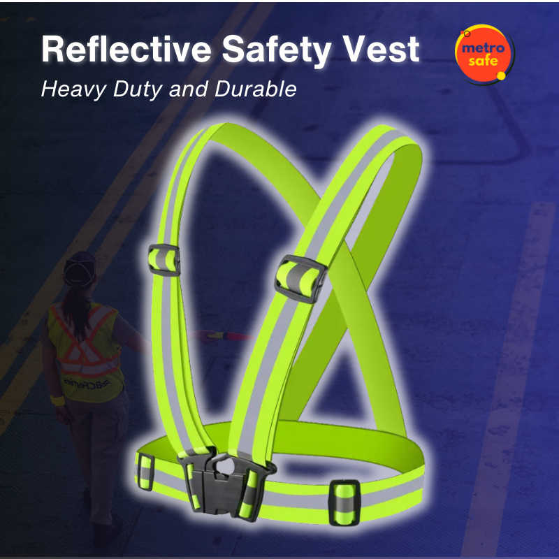 Garterized Traffic Vest with Buckle in Neon Orange Green for Biking ...