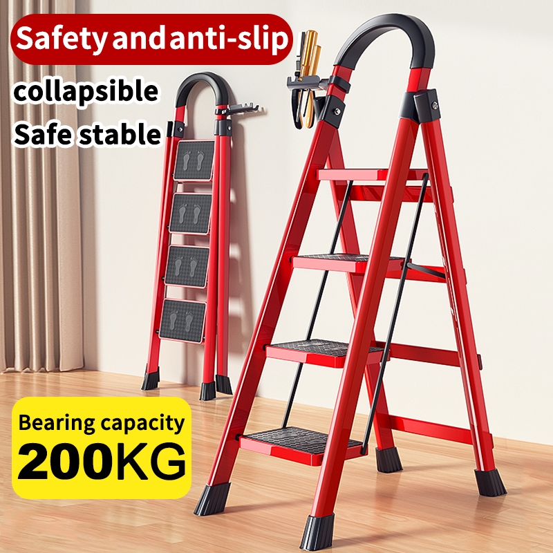 Ladder Foldable Ladder Aluminum Folding Ladder Portable Heavy duty 3/4 ...