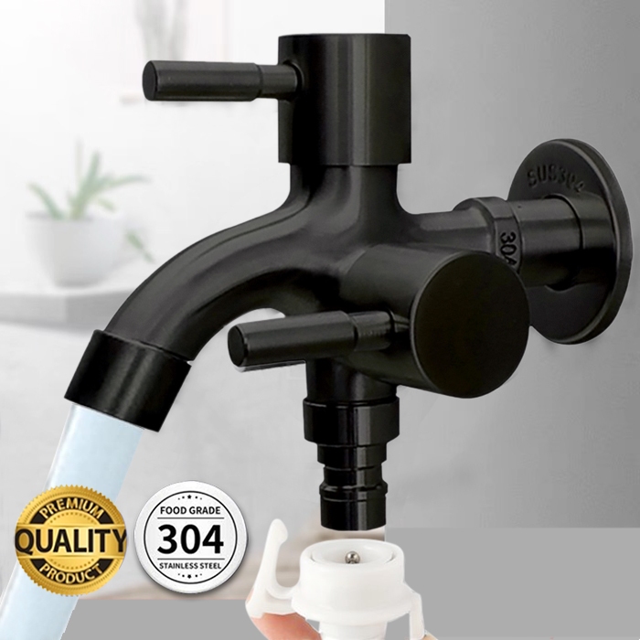 SUS304 Two Way Faucet Valve Bathroom Kitchen Wall Mounted Faucet 1 in 2 ...