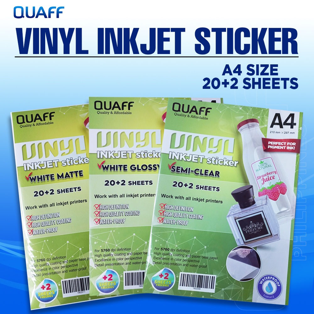 Quaff Vinyl Sticker Waterproof 20+2 sheets | Shopee Philippines