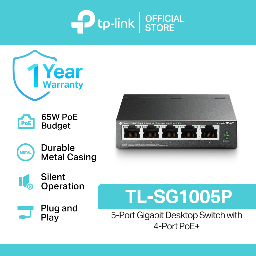 TP-Link | TL-SG1005P | 5-Port | Gigabit | Desktop | Switch | 4-Port ...