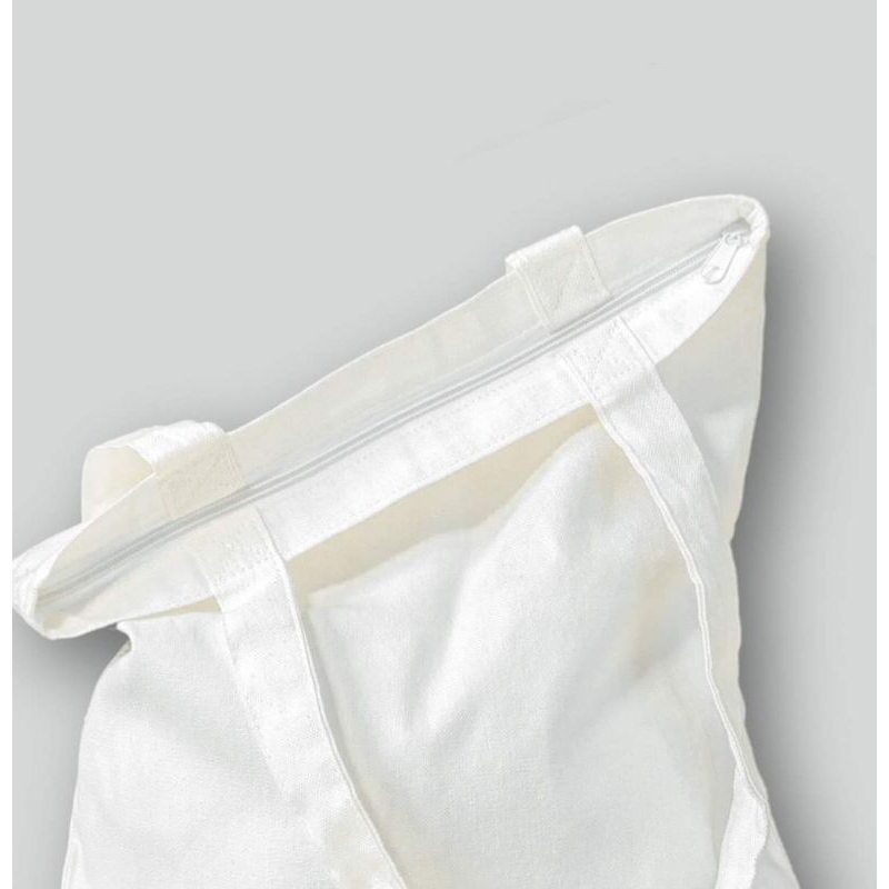 plain tote bags with base & zipper,thick canvas fabric | Shopee Philippines