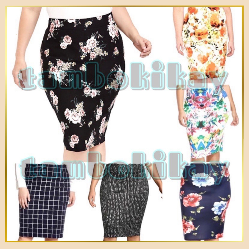 33-38" WAISTLINE PLUS SIZE - CHECKERED PENCIL SKIRT WITH POCKETS ...