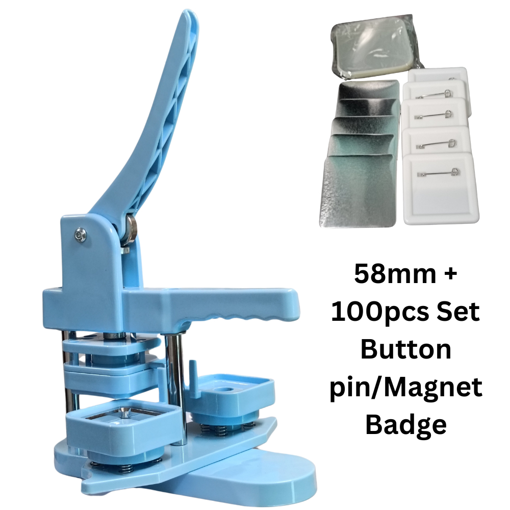 50MM Badge Pin Maker - Plastic (Machine with 50mm Square Mold & 100pcs ...