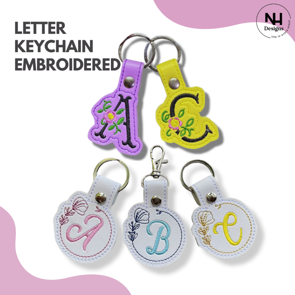 Keychain Monogram Embroidered Alphabet Initials - A to Z | Shopee ...