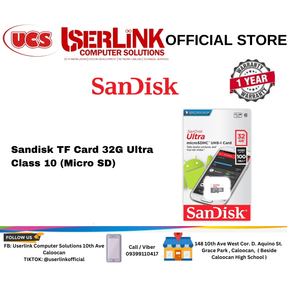 Sandisk TF Card 32G Ultra Class 10 (Micro SD) | Shopee Philippines