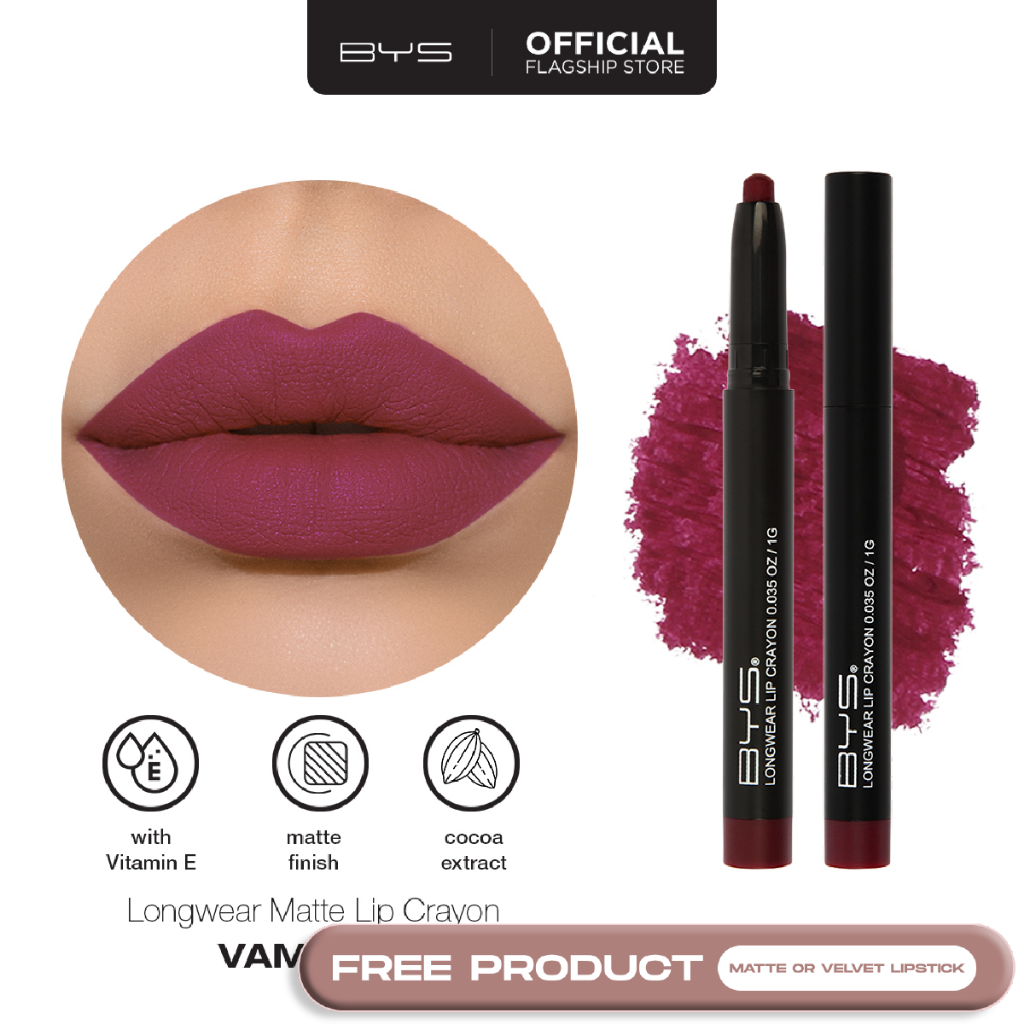 BYS Longwear Matte Lip Crayon M06 Vampish | Shopee Philippines