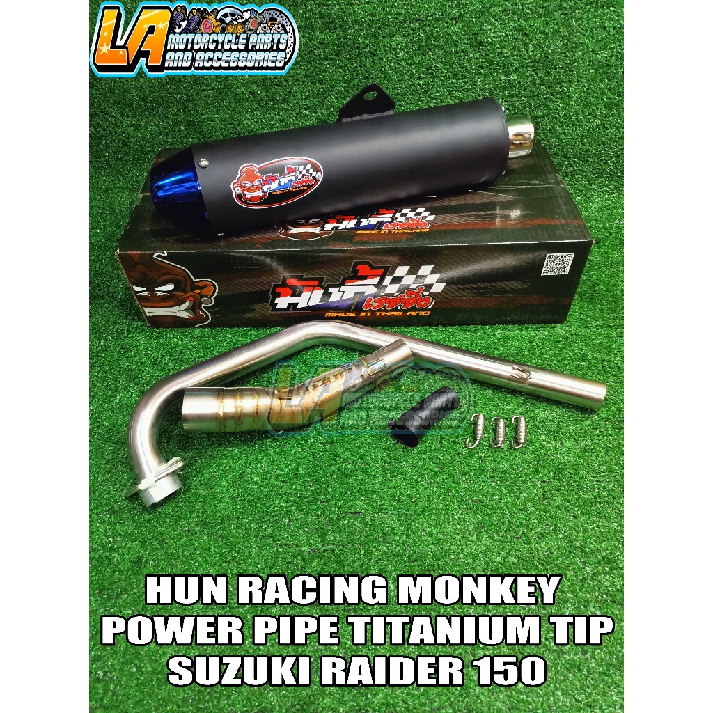 HUN RACING MONKEY POWER PIPE SUZUKI RAIDER 150 CARB TYPE CHROME AND ...