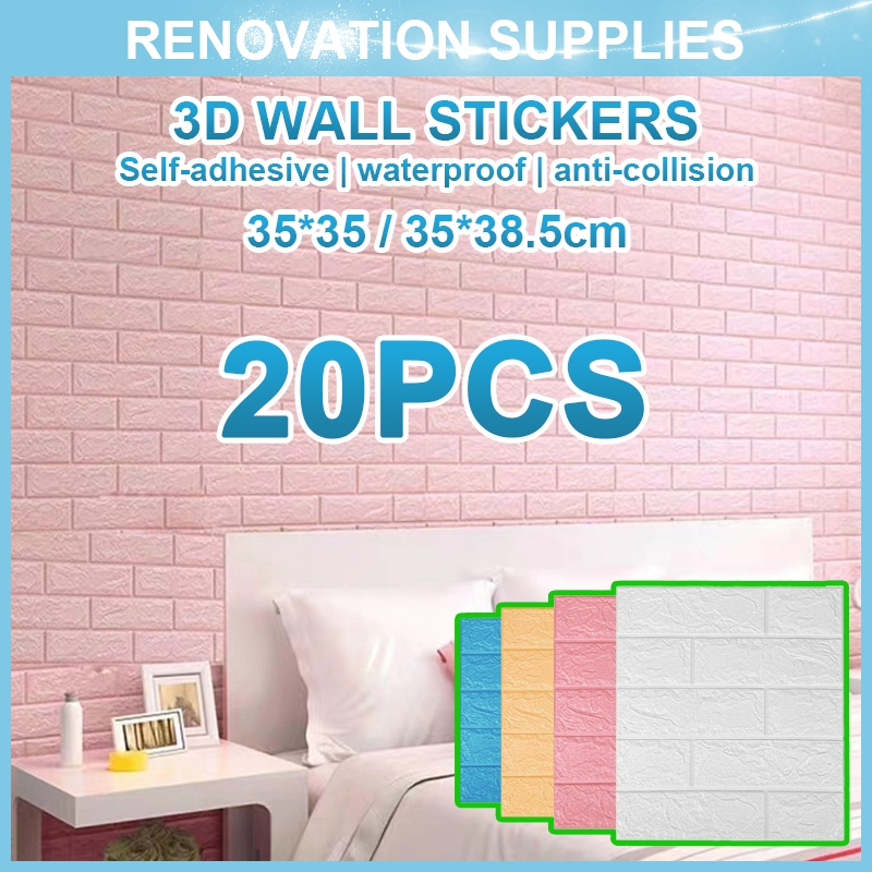 20pcs 3D wall paper sticker 35cm*38cm water proof room decoration ...
