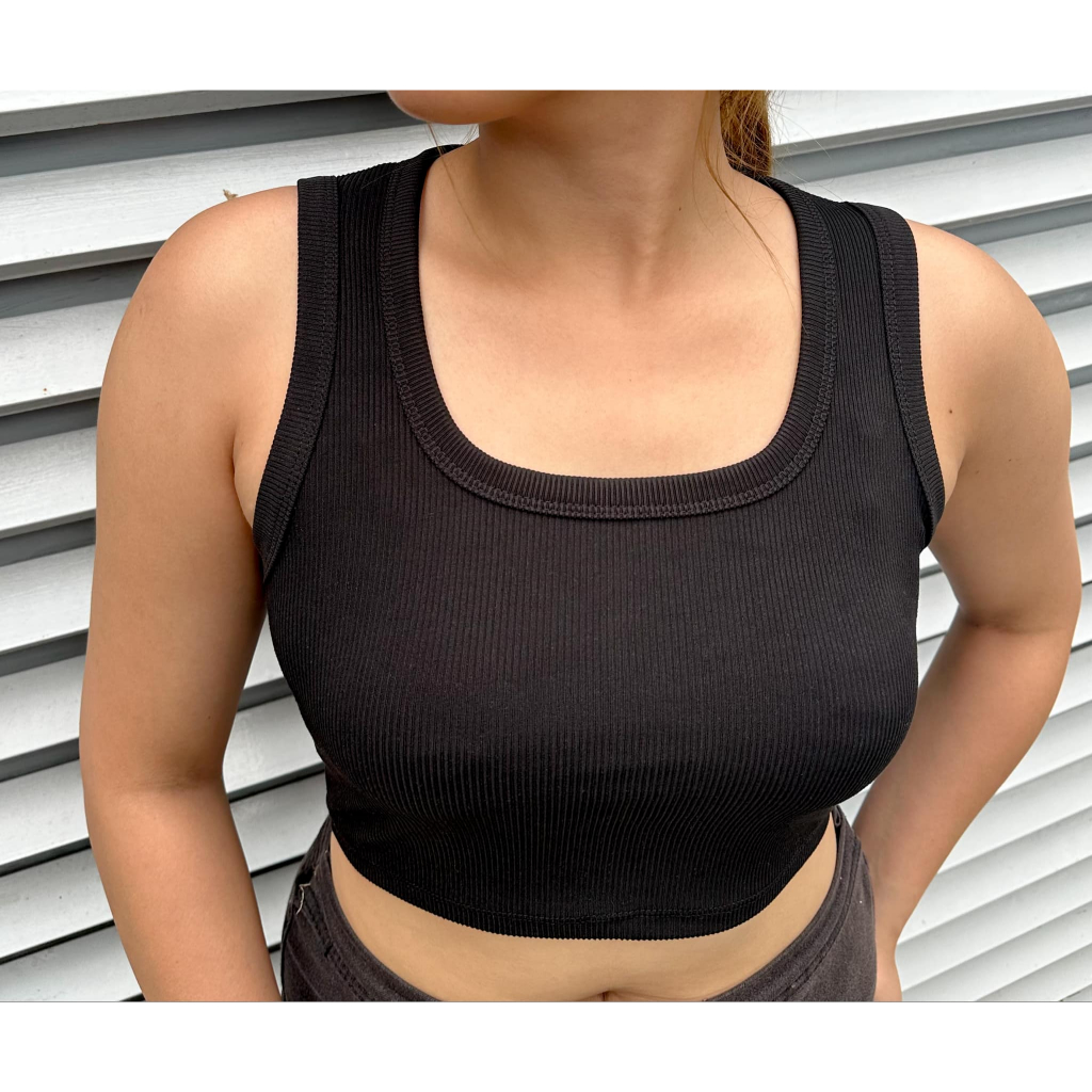 Princesa Ladies Crop Top Square Neck Cotton Knitted Sando Womenswear ...