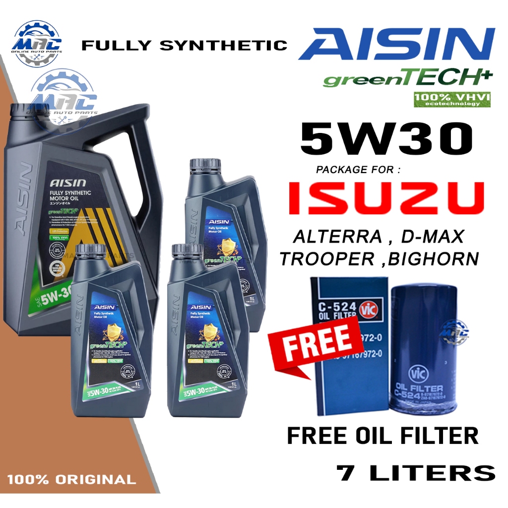 AISIN Fully Synthetic 5W30 7 LITERS ENGINE OIL PACKAGE FOR ISUZU D-MAX ...