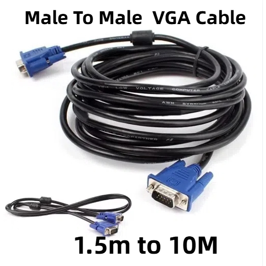VGA Cables 1.5/3/5/10m VGA 15 Pin Male To Male Extension Cable For PC ...