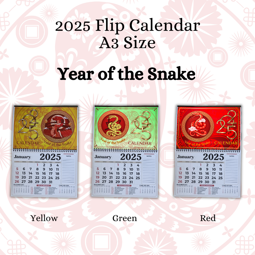 2025 Flip Calendar Year of the Snake A3 Size 12 Pages | Shopee Philippines