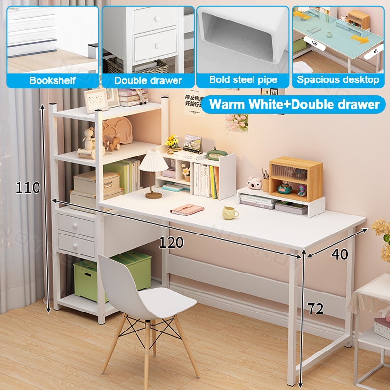 Computer Table Study Desk Home Office Table With Bookshelf Desk with ...