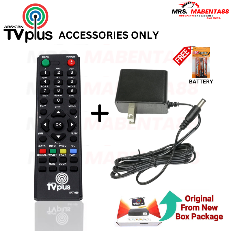 TV PLUS REMOTE CONTROL & TV PLUS ADAPTOR POWER SUPPLY 12 VOLTS BLACK ...