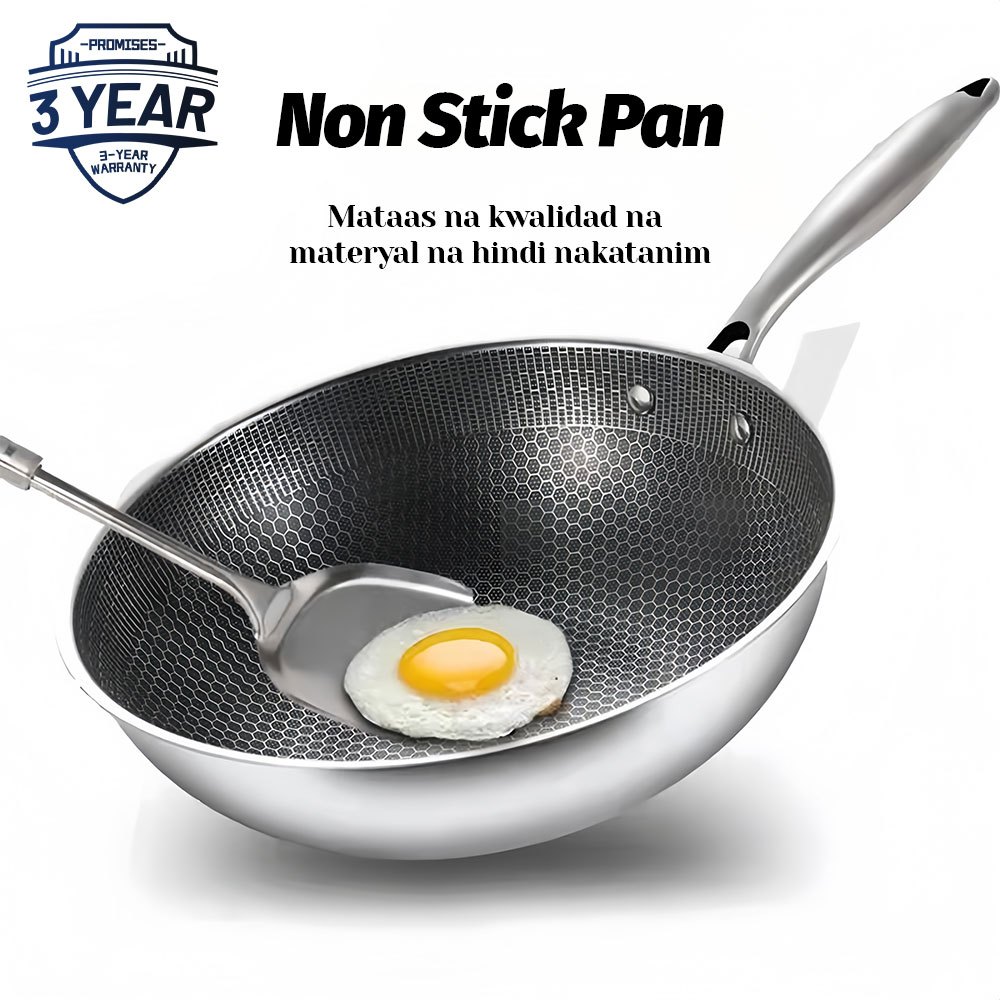 【COD】Non Stick Pan Stainless Steel Non Stick Frying Pan Induction Pan Wok Pan Frying Pan 32CM ...