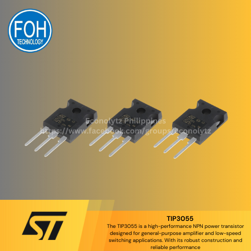 1 PC ORIGINAL TIP3055 HIGH PERFORMANCE NPN POWERED TRANSISTOR | Shopee ...