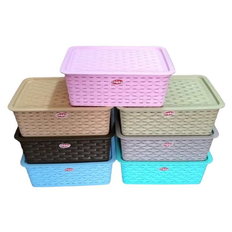 Uniplus Plastic Rattan Storage Box With Lid Cover (1 Piece) | Shopee ...