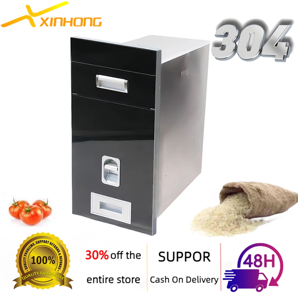 304 stainless steel rice storage home automatic 25kg rice dispenser ...