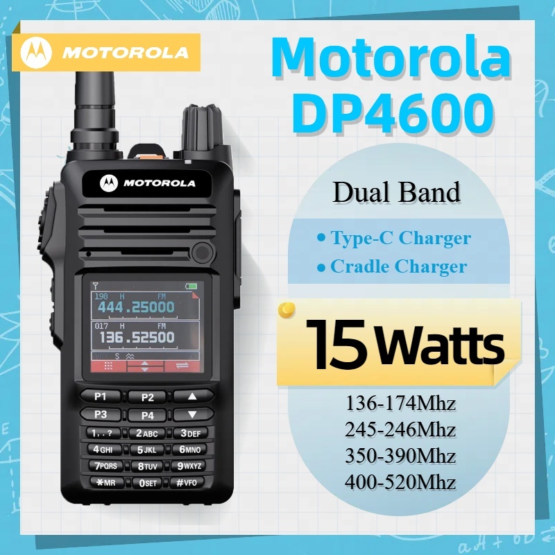 Motorola DP4600 Walkie Talkie Long Range 20KM High Power 15W 6800mAh ...
