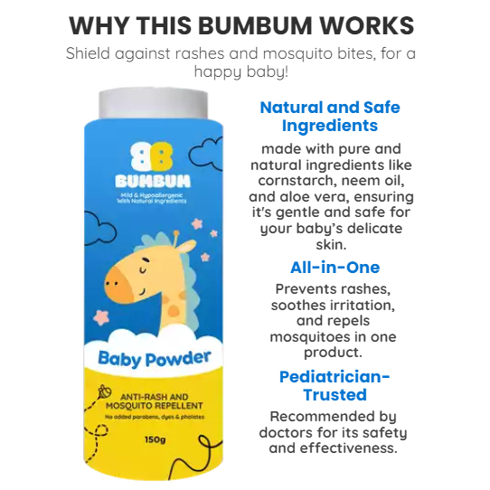 Bum Bum Mild & Hypoallergenic with Natural Ingredients ( Baby Powder ...