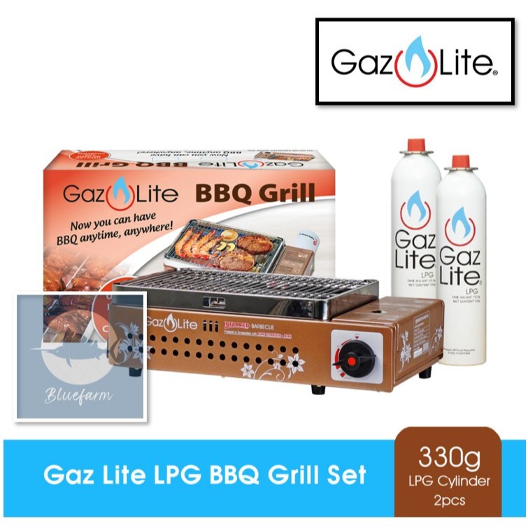Gazlite Griller - Gaz Lite Barbecue Grill with 2pcs 330g LPG Cylinders ...
