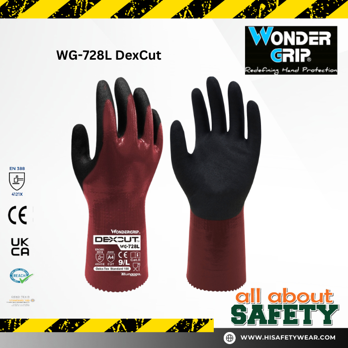 WG-728L DexCut WONDER GRIP Nitrile Fully Coated Anti-cut and Chemical Resistant Safety Gloves ...