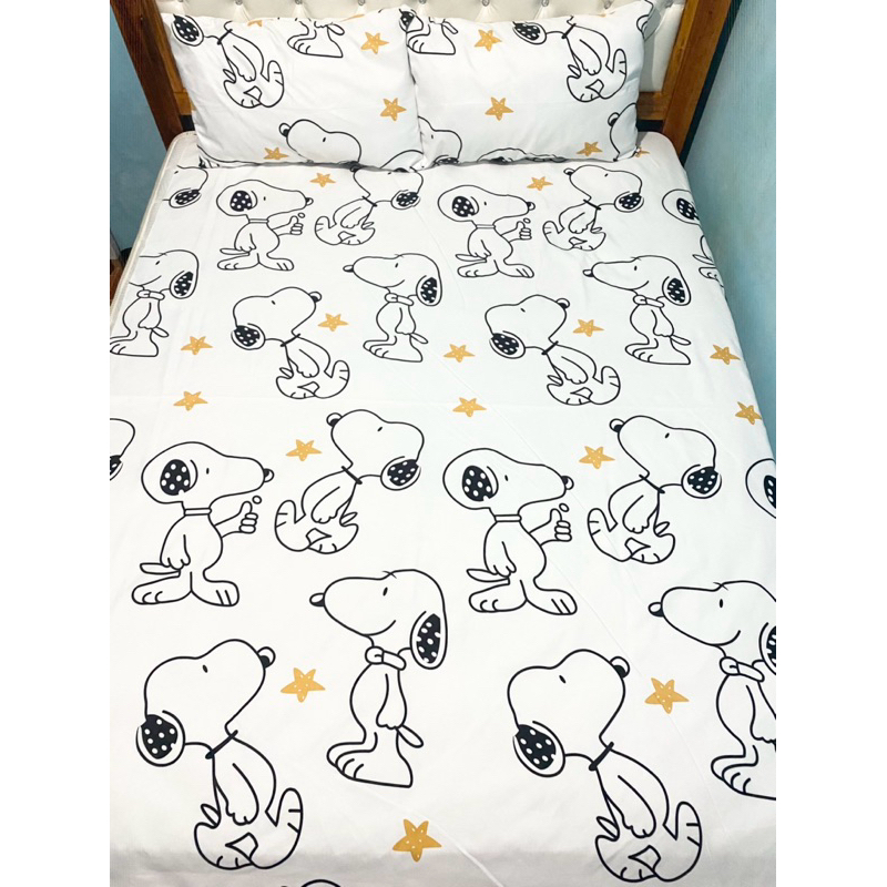 Big Snoopy Full Garter Premium Canadian Cotton Bedsheets and Pillowcase ...