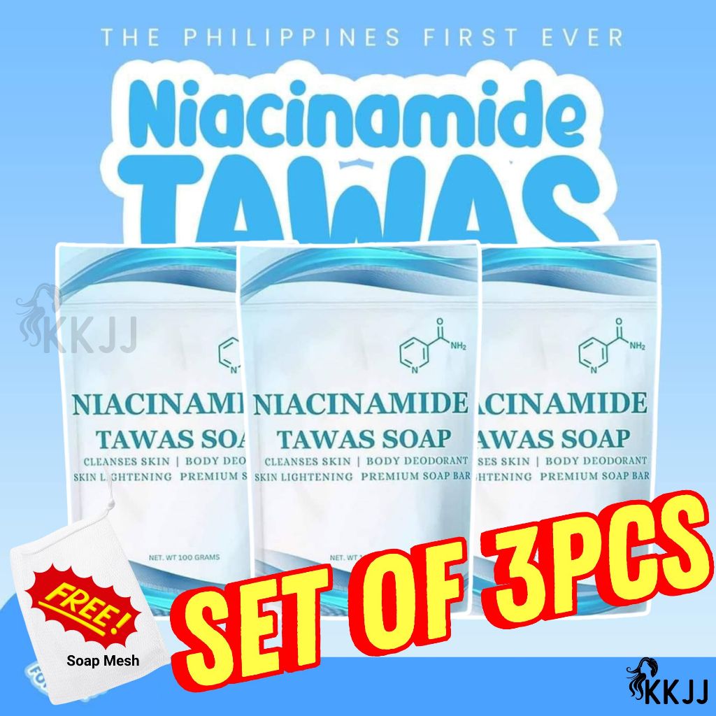 kkjj [BUNDLE OF 3PCS] NIACINAMIDE TAWAS SOAP Cleanses Skin Body ...