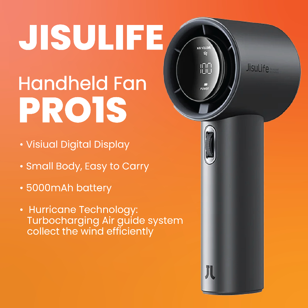 JISULIFE Handheld Fan Pro1 / Pro1S Rechargeable 100 Gear Wind Speed ...