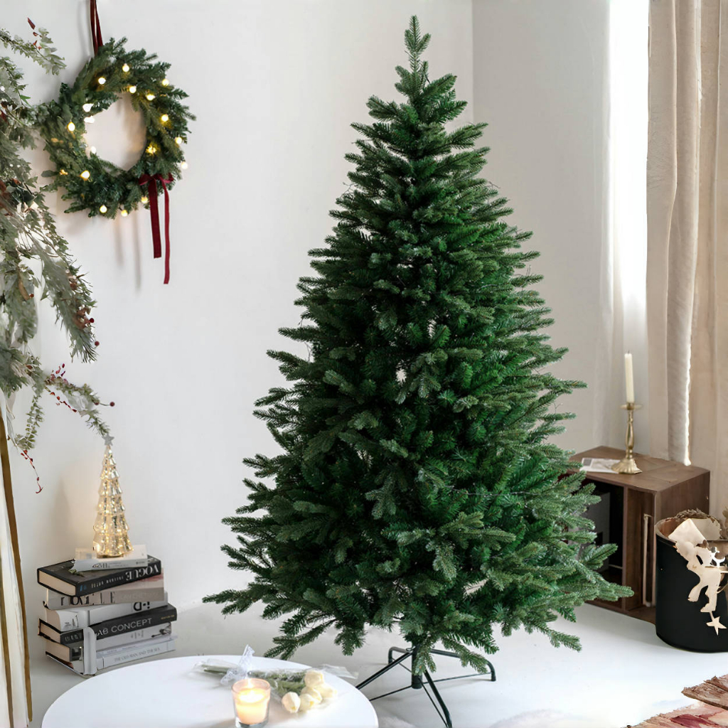 INS Style Green Christmas Flocked Fir Tree Simulation Branches 4/5/6FT ...