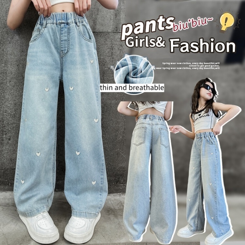 High Quality Maong Pants For Kids Girls Wide Leg Soft Denim Jeans ...
