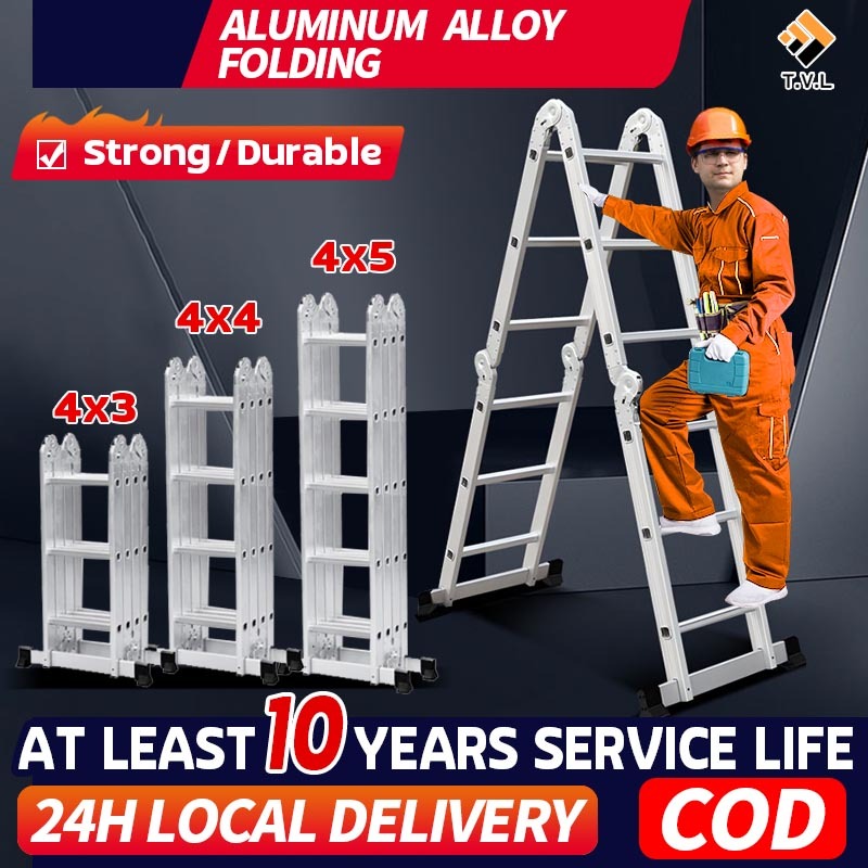Folding Aluminium Ladder 12FT 16FT 20FT Multi-Purpose Telescoping ...