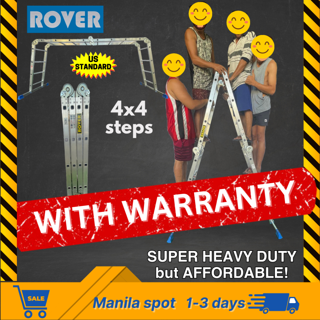 Rover Aluminum Foldable Multipurpose/Magic Ladder 4x4 steps | Shopee ...