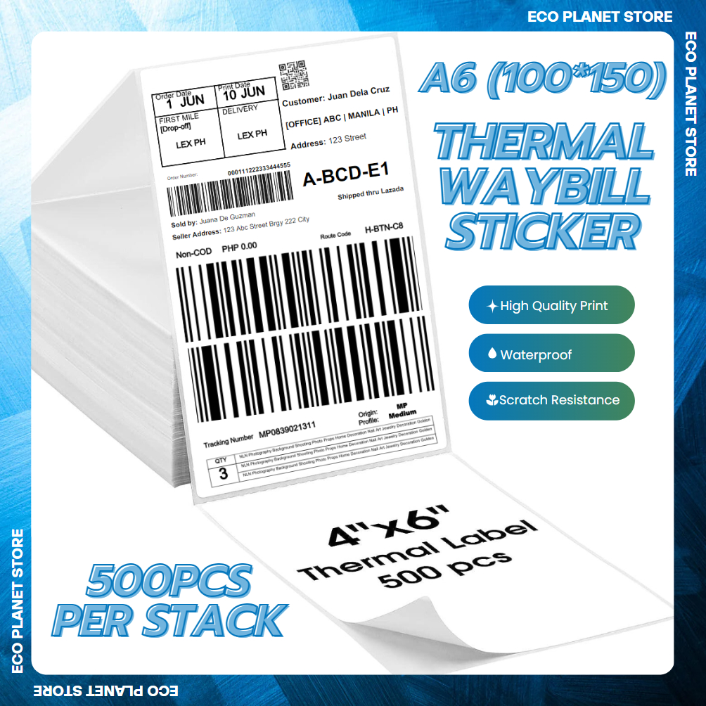 shopee WAYBILL STICKER Fold 500 PCS/STACK 100mmx150mm A6 SIZE FOR ...