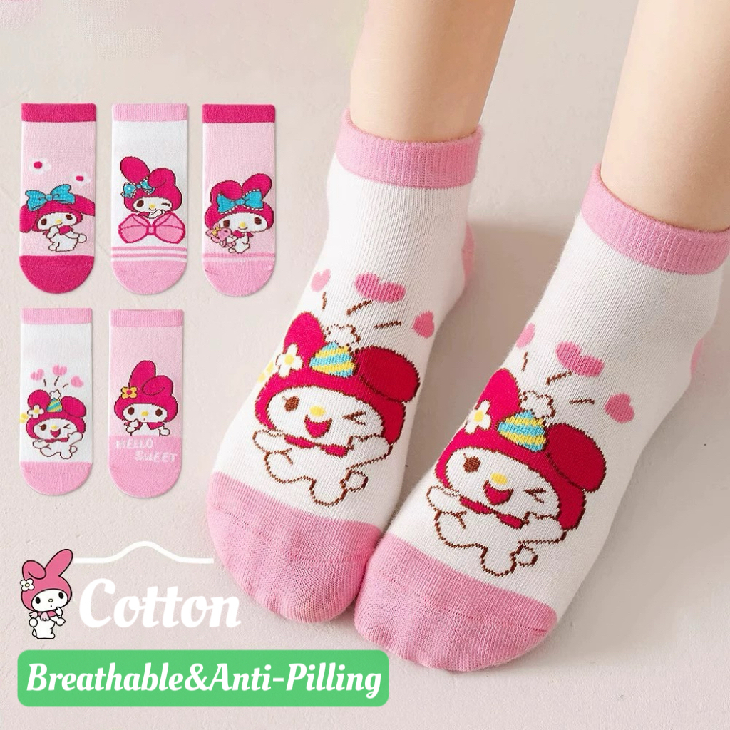 TS 5 Pairs/set Kids Sock Cute Soft Cotton Sanrio Socks for 4-8Years Old ...