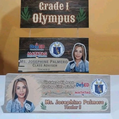 Personalized Sintra teacher's desk top name plate and pen holder ...