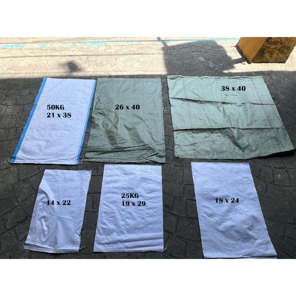 Empty Sack 50pcs (50kg 21x38). (25kg 19x29). (18x24). (14x22). (26x40 ...