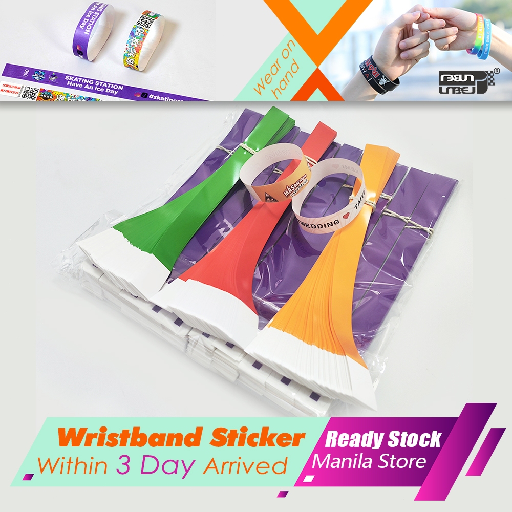 100 pcs waterproof wristband sticker disposable wrist tyvek paper game ...
