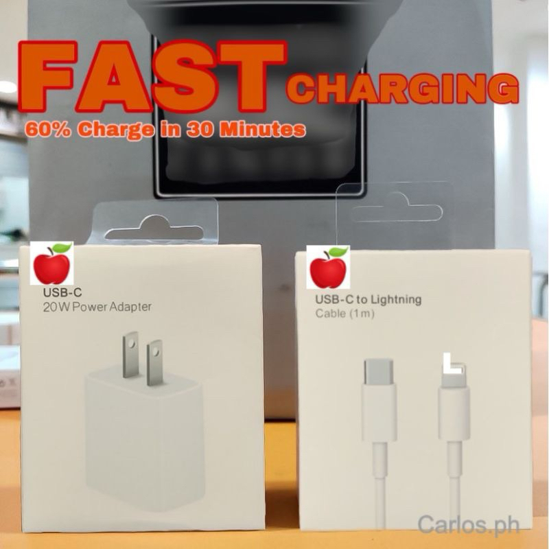 Fast Charger 20W Adapter Quick Charger with TypeC cable Charging Travel ...