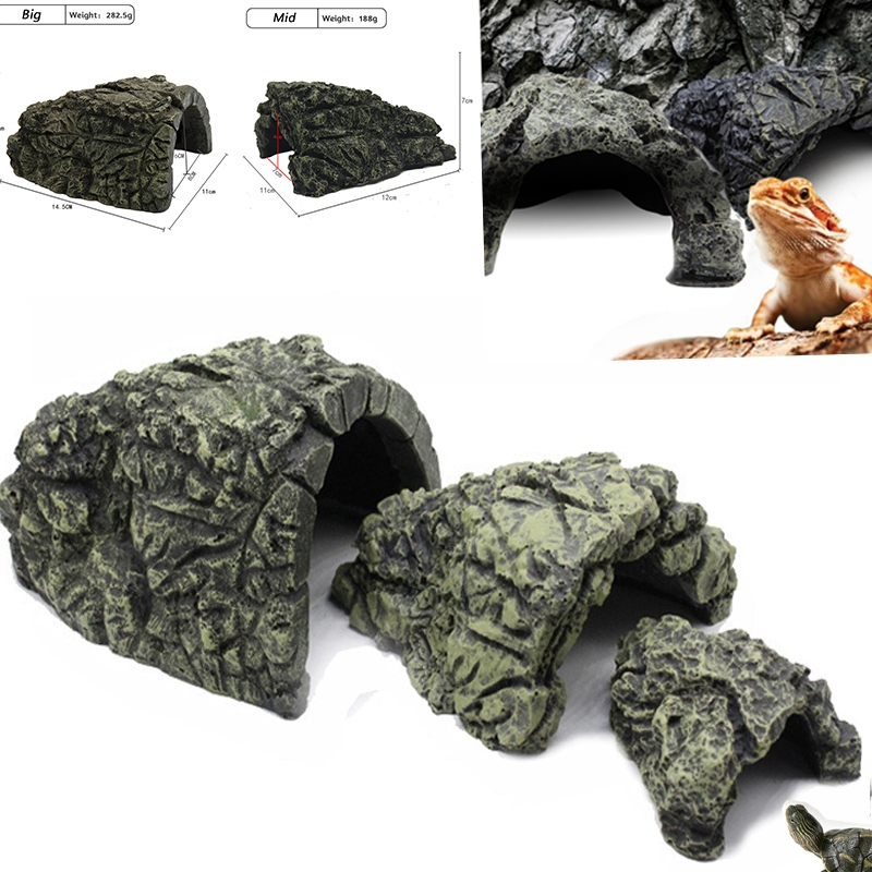 Reptile Rock Hideout Reptile Hide Away Tank Accessories Decorations ...