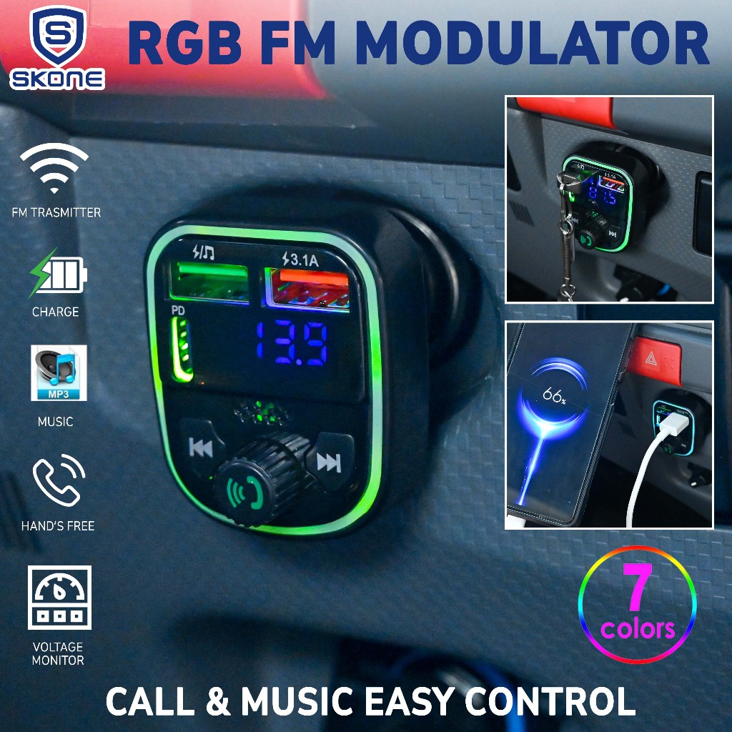 RGB Car Modulator HM23 Audio Receiver Bluetooth Car Transmitter Aux for ...
