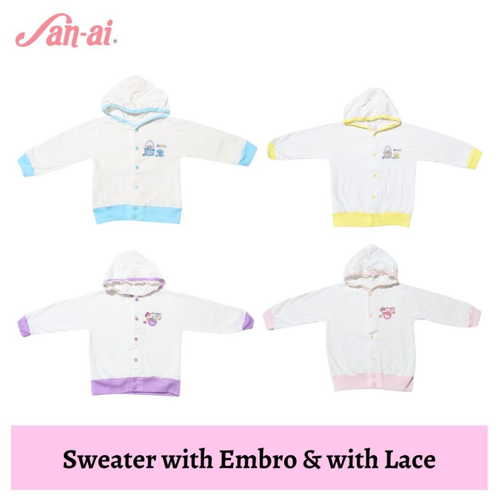 San-ai Infant Baby Boy Sweater with Hood and Embro Baby Girl Sweater ...