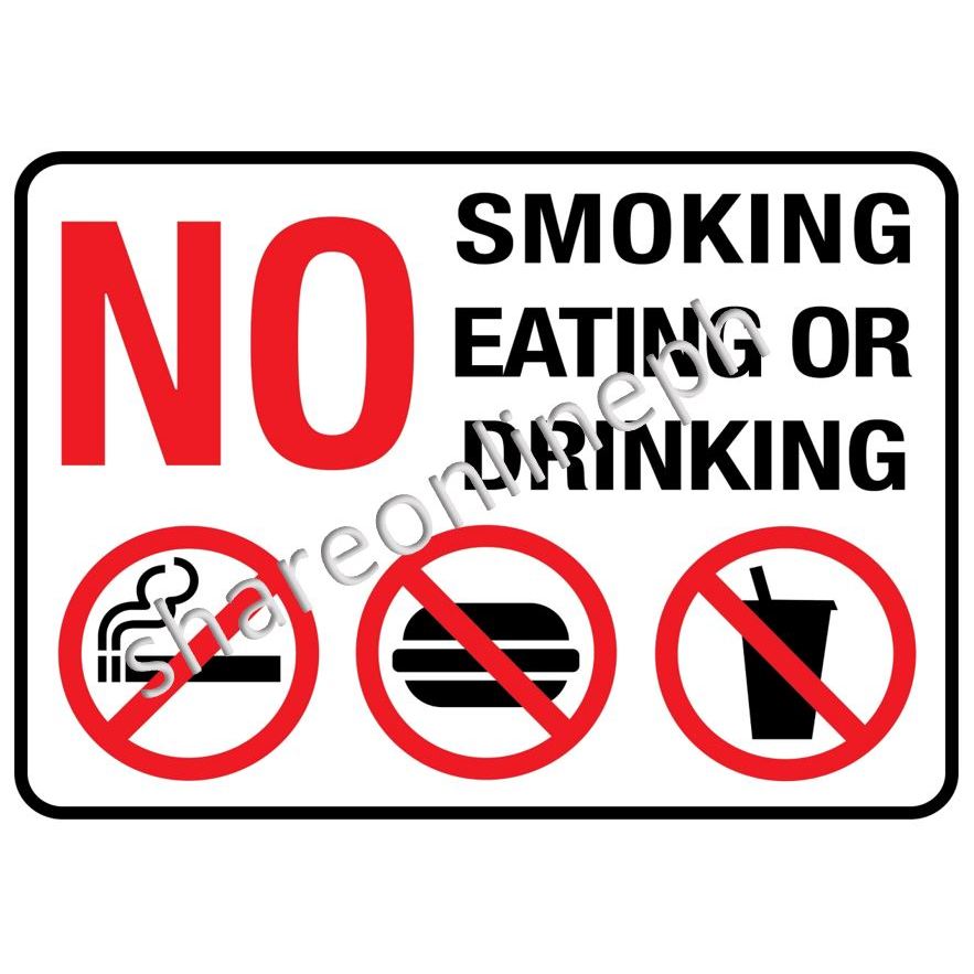 No Eating No Drinking No Smoking Signage Signboards Stickers Wall ...