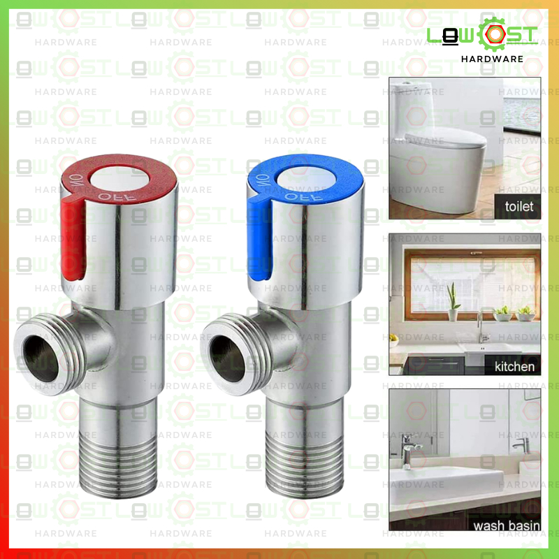 Angle Valve 304 Stainless 1 Way Blue and Red Water Connection Angle ...